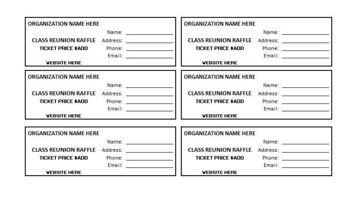 Editable Class Reunion Printable Raffle Ticket, Enter to Win Printable ...