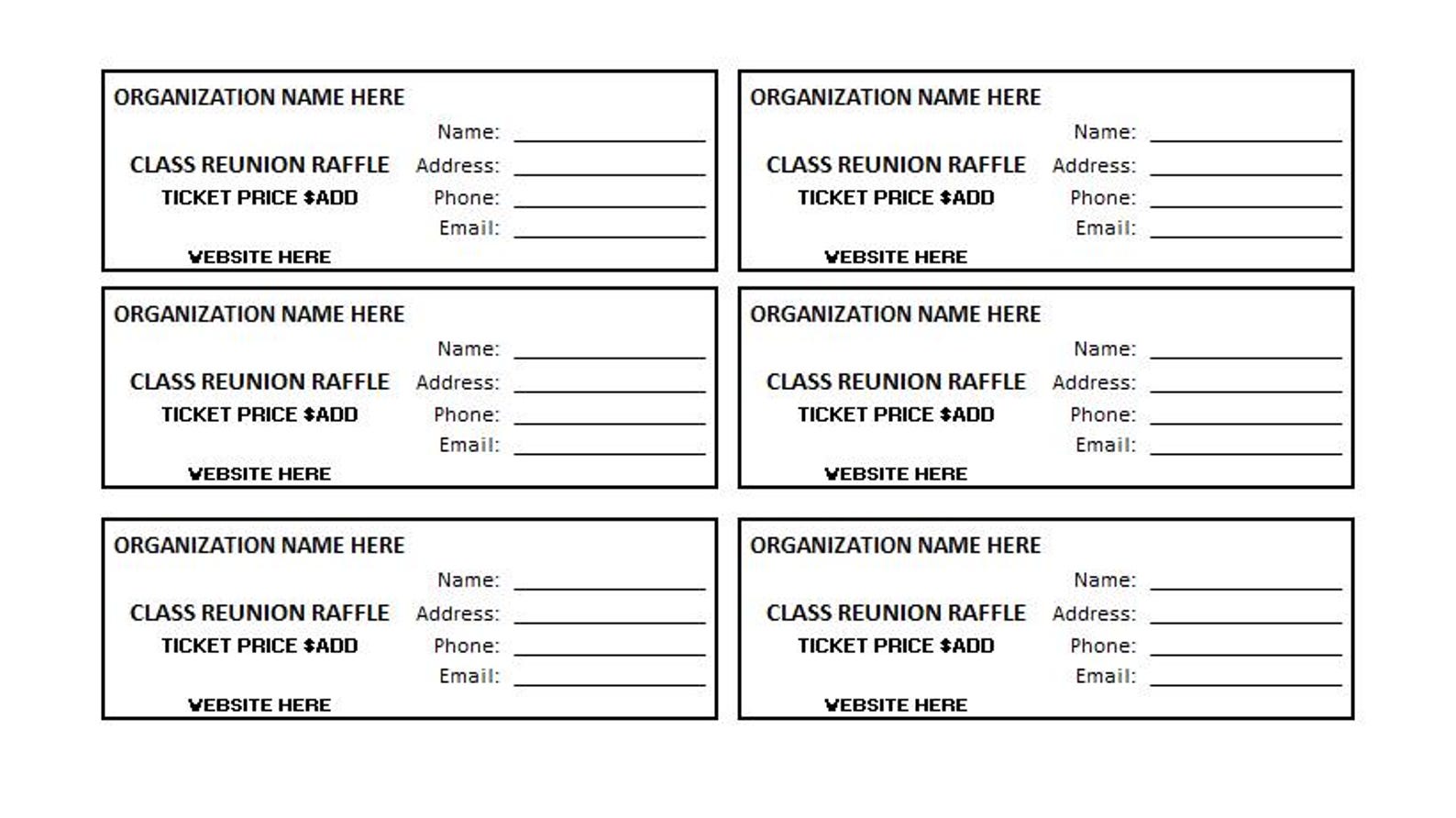 Editable Class Reunion Printable Raffle Ticket, Enter to Win Printable ...