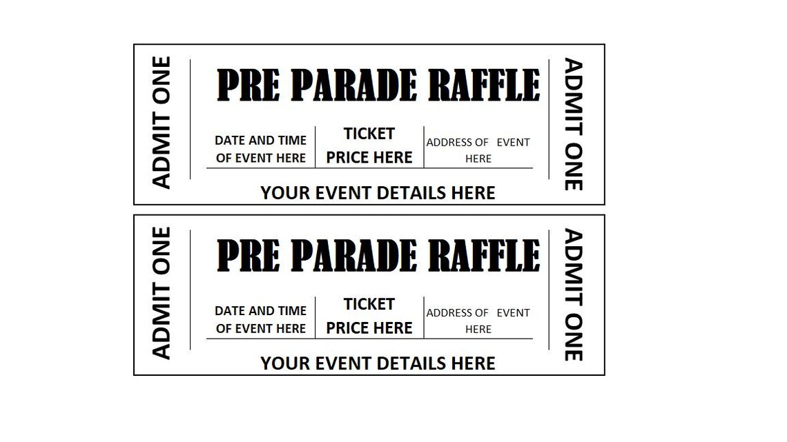 Editable Pre Parade Fundraiser, Event Ticket Printables, Editable Event ...