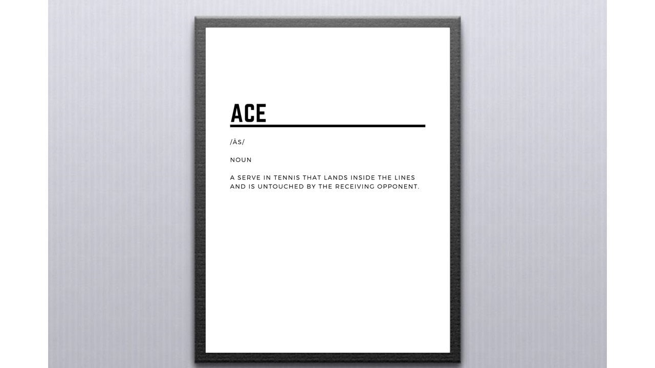 Tennis Ace Definition Tennis Print Tennis Decor Definition - Etsy