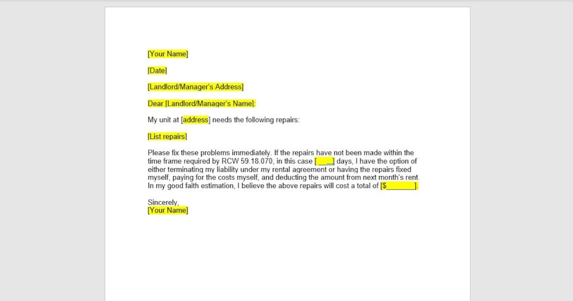 Tenant Maintenance Request Letter Template, Maintenance Request Letter ...