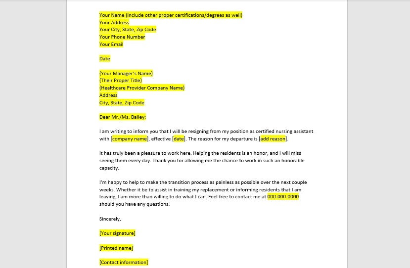 Certified Nursing Assistant Resignation Nurse Resignation - Etsy Singapore