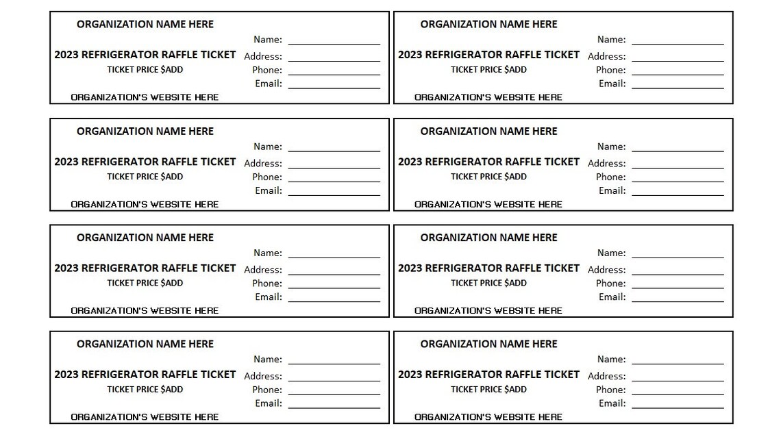 Editable Refrigerator Ticket, Refrigerator Ticket, Enter to Win ...