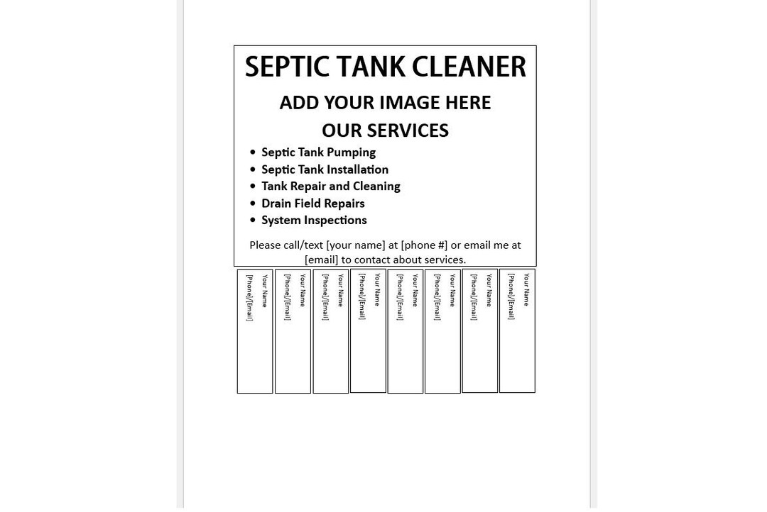 Editable Septic Tank Cleaner Tear-off Flyer, Septic Tank Cleaner ...