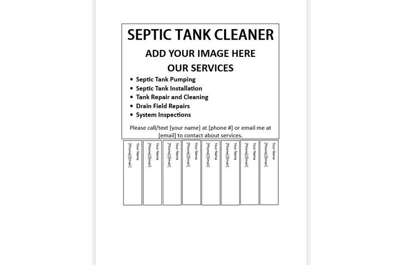 Editable Septic Tank Cleaner Tear-off Flyer, Septic Tank Cleaner ...