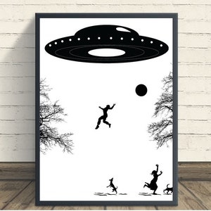 Silhouette UFO Art Printable, UFO Print Art, Ufo Alien, Ufo Print, UFO ...