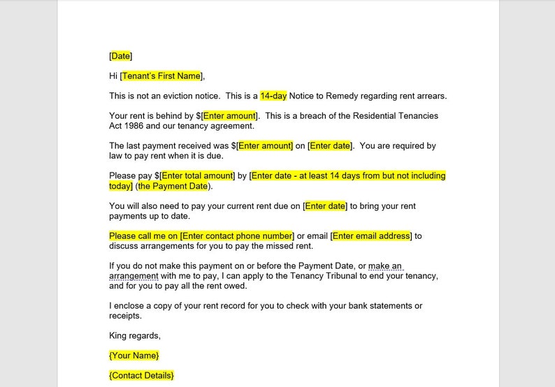 Rent Payment Reminder Letter Template, Payment Reminder Letter, Payment ...