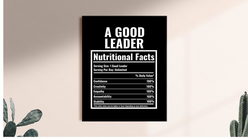 Leadership Nutritional Facts, Office Decor, Retirement Gift, Boss Gift ...