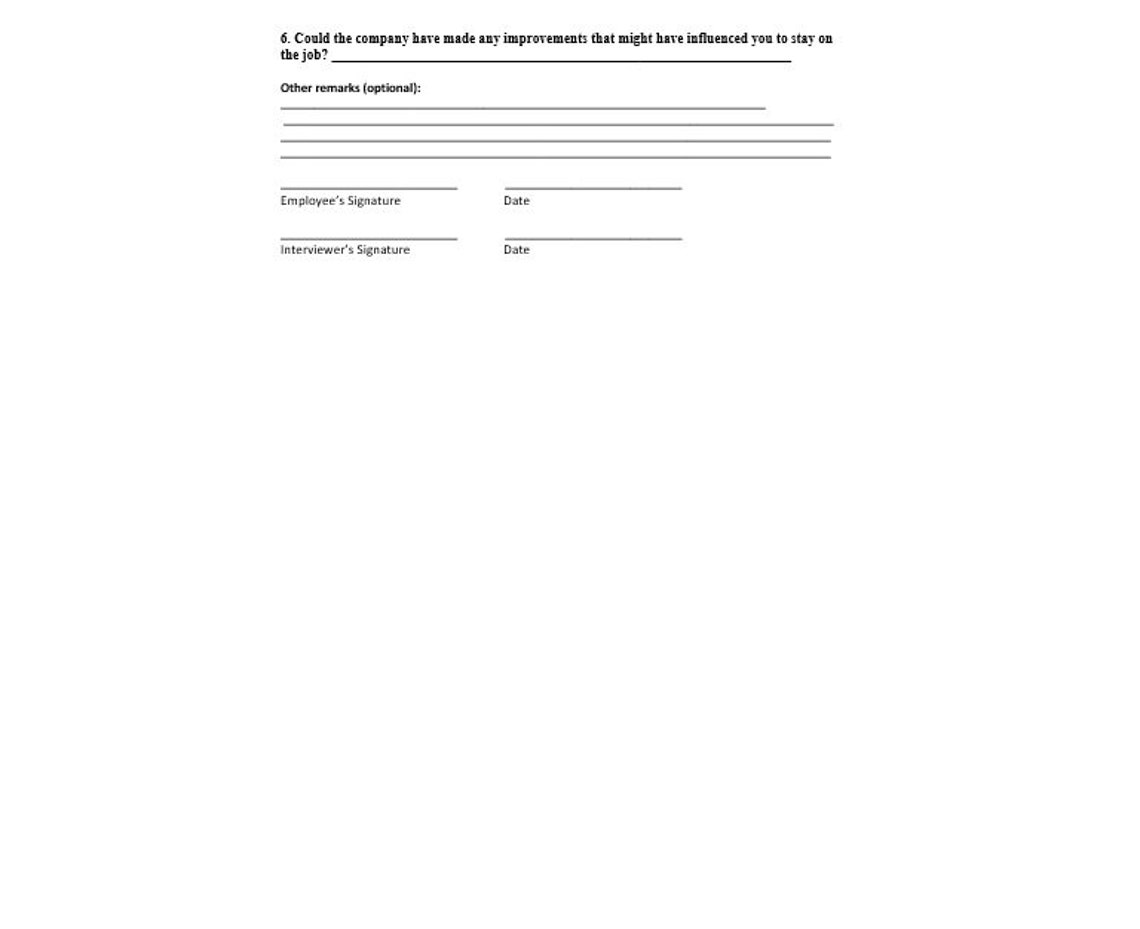 Employee Exit Interview Form Template, Employee Exit Interview Form ...