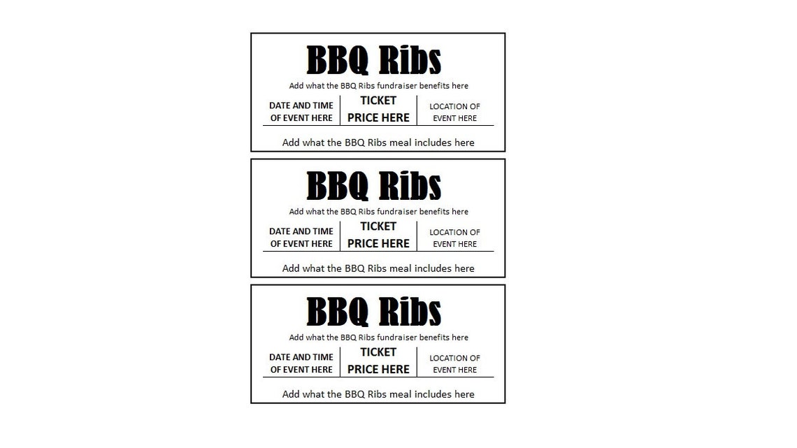 Fundraiser Ticket, BBQ Ribs Fundraiser Ticket, BBQ Ribs Fundraiser ...