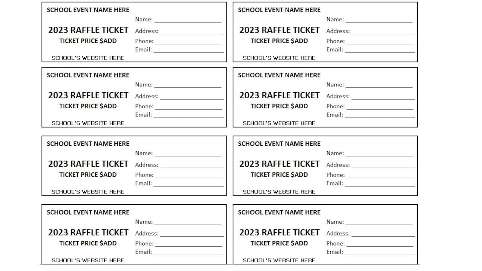 School Printable Raffle Ticket, Enter to Win Printable Ticket, School ...