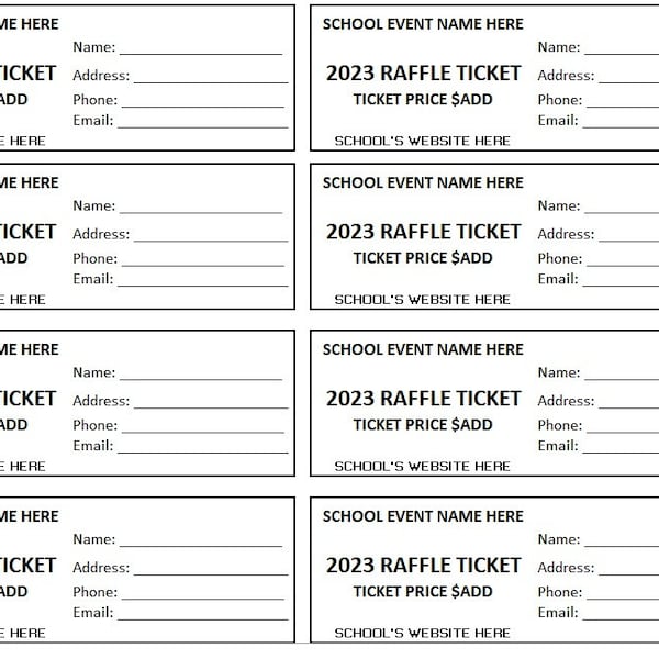 Raffle Ticket Template - Etsy