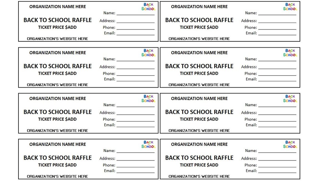 Editable Back to School Raffle Ticket, Back to School Raffle, Enter to ...