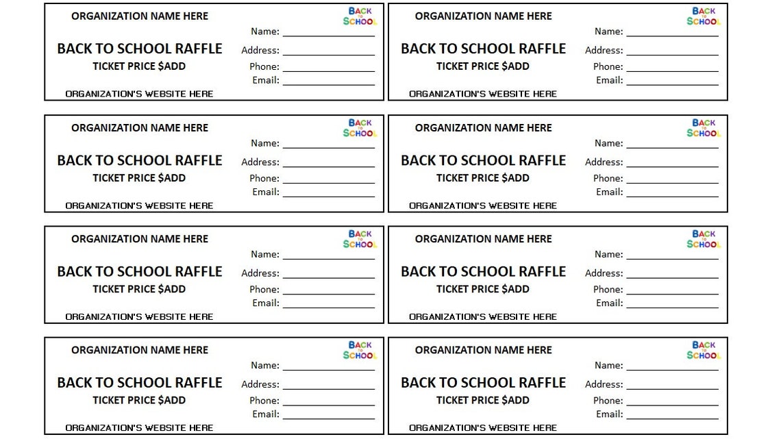 Editable Back to School Raffle Ticket, Back to School Raffle, Enter to ...
