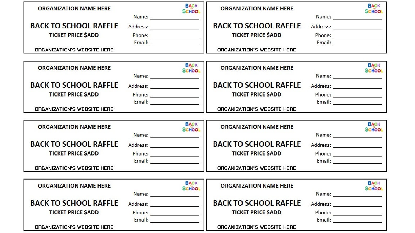 Editable Back to School Raffle Ticket, Back to School Raffle, Enter to ...
