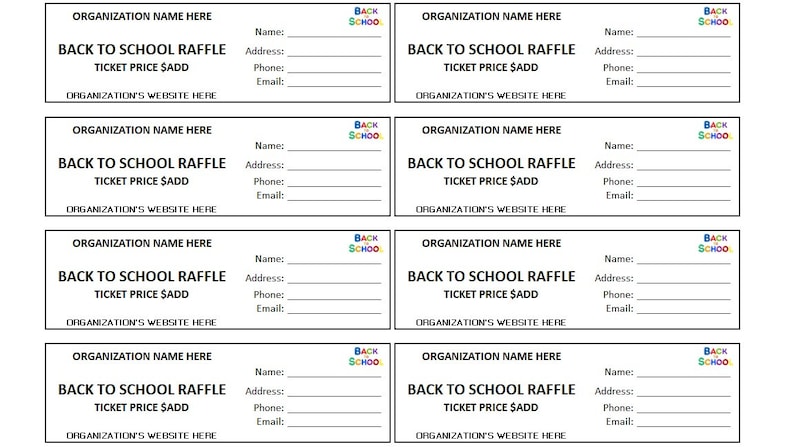 Editable Back to School Raffle Ticket, Back to School Raffle, Enter to ...