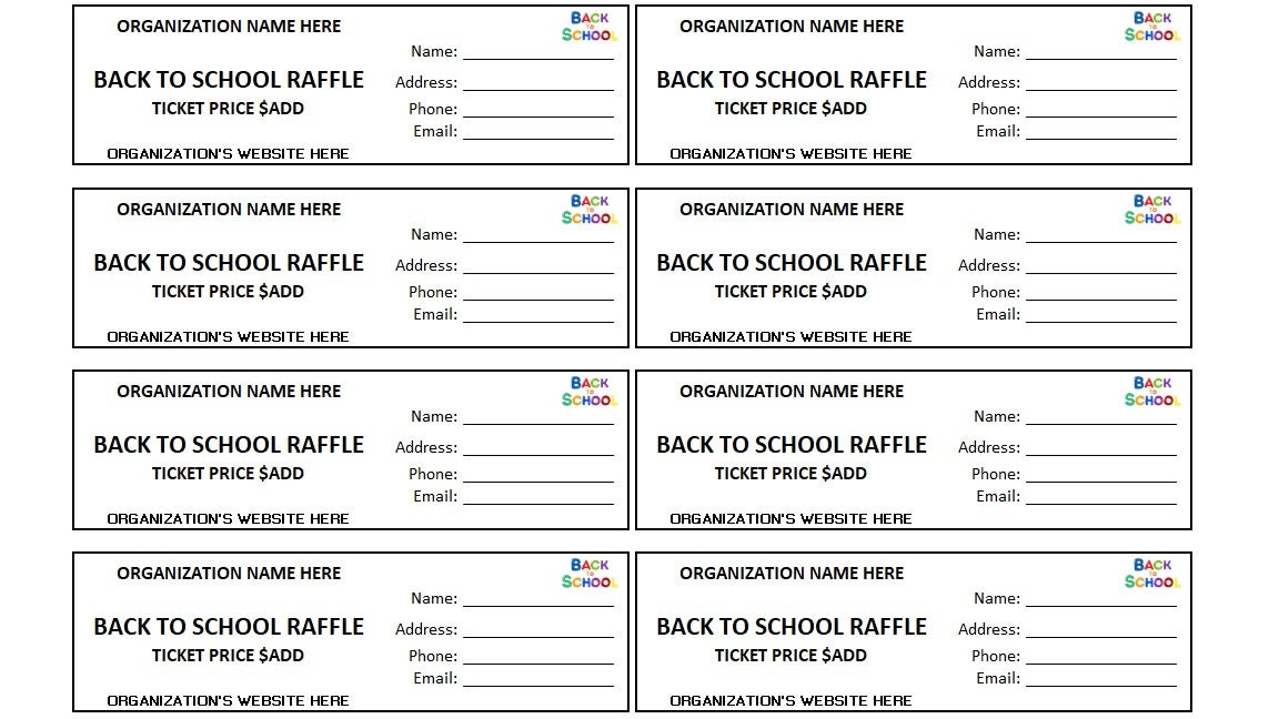 Editable Back to School Raffle Ticket, Back to School Raffle, Enter to ...