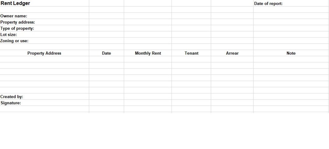 Rent Ledger, Rent Payment Ledger, Rent Ledger Template, Rent Payment ...
