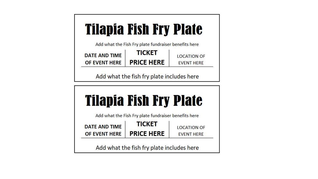 Fundraiser Ticket, Tilapia Fish Fry Fundraiser Ticket, Fish Fry ...