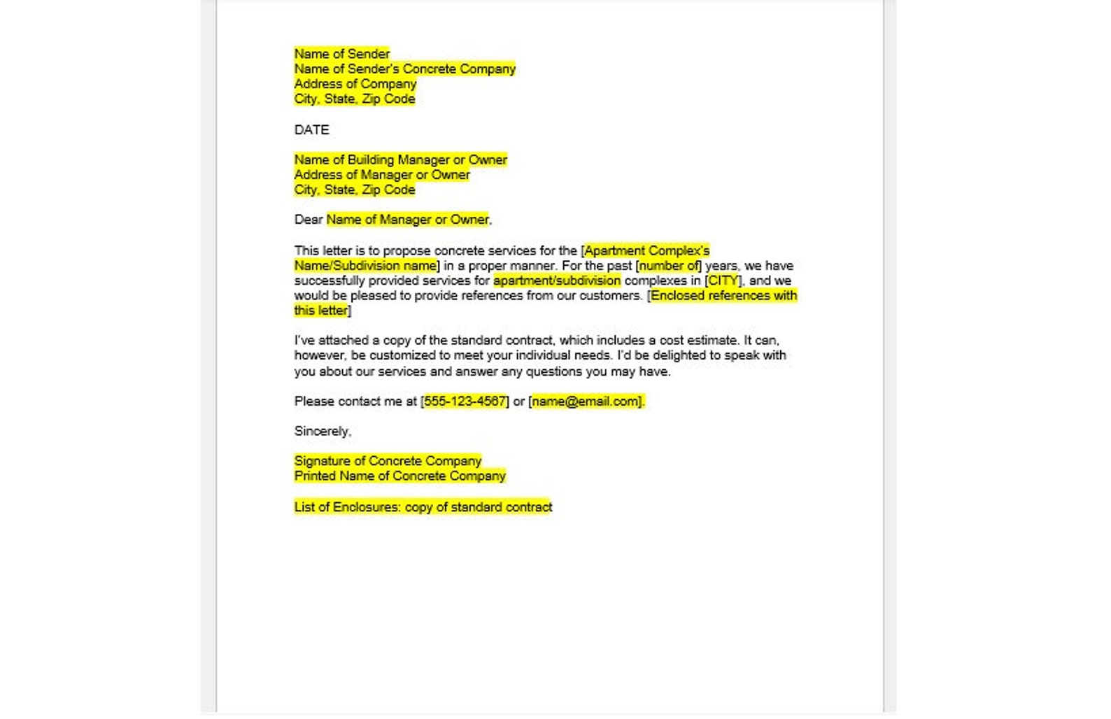 Concrete Layer Proposal, Concrete Layer Proposal Letter Template ...