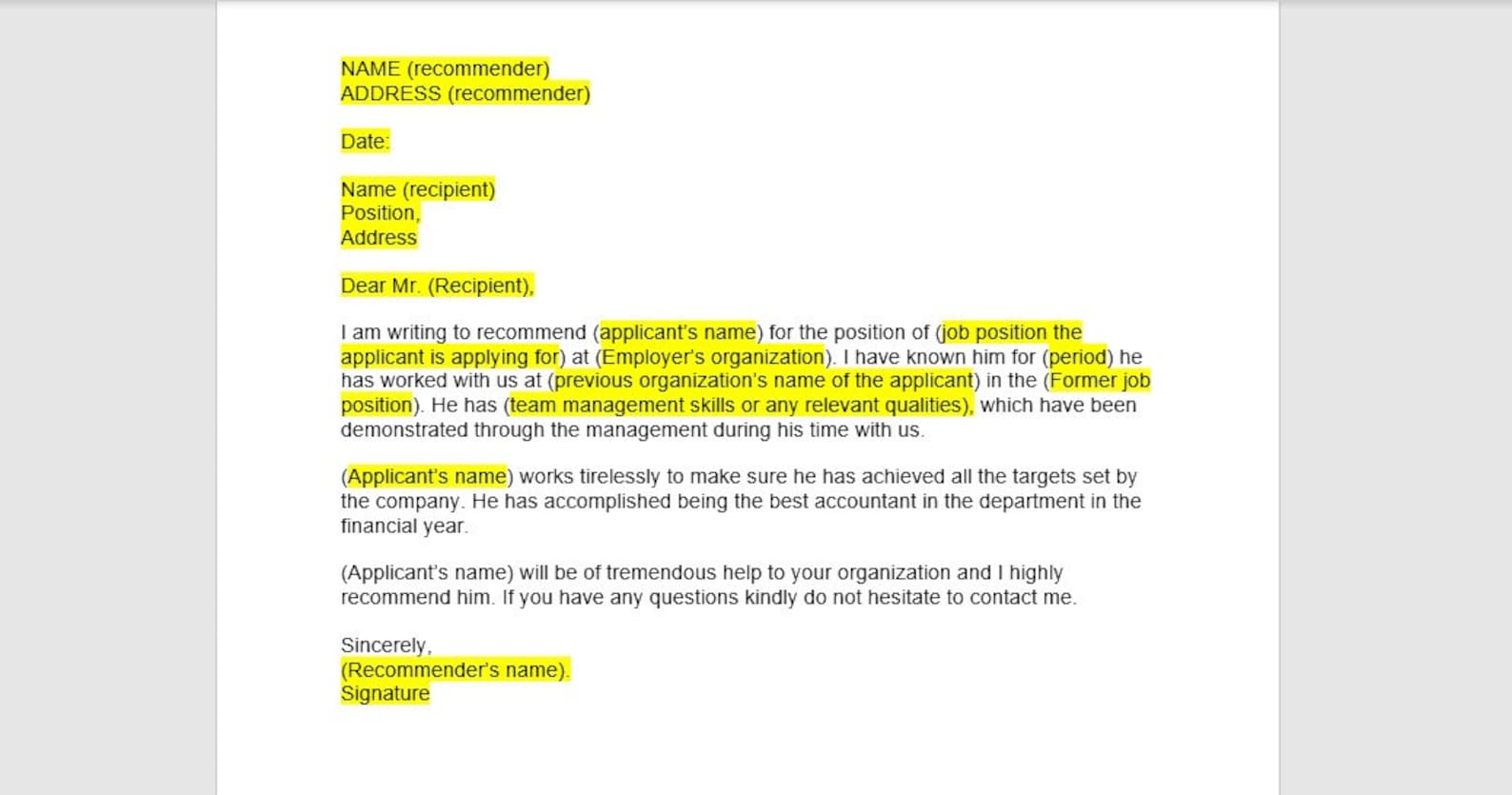 Personal Reference Letter Template, Personal Reference Letter, Personal ...