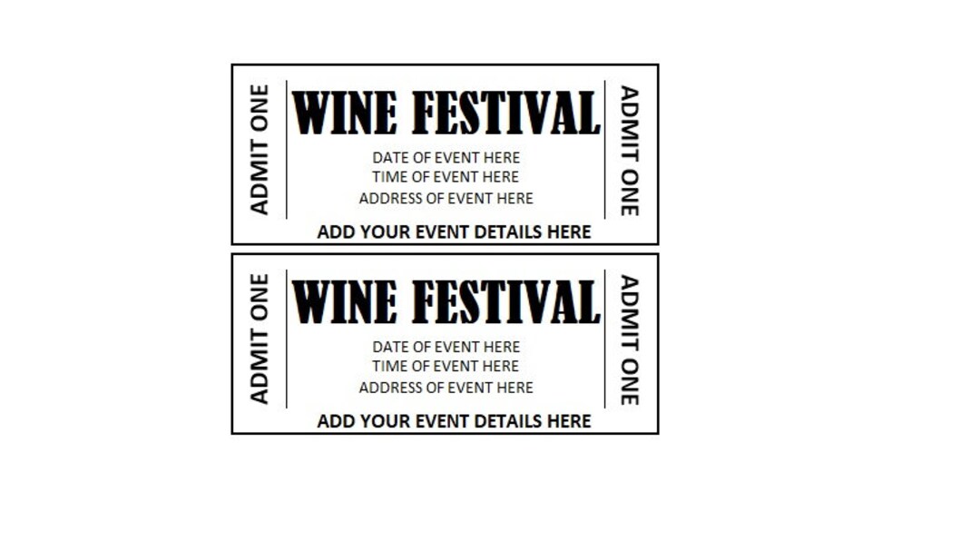 Wine Festival Event Ticket, Wine Festival Ticket Printables, Wine ...