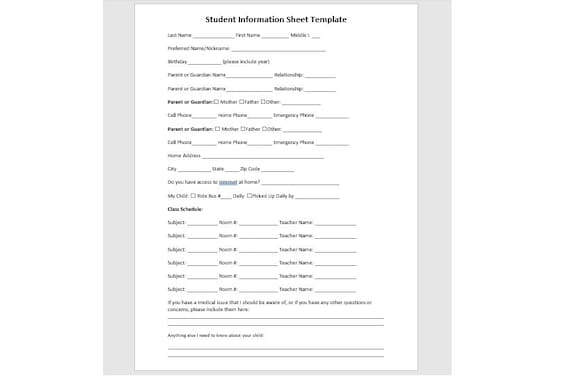 Student Information Form