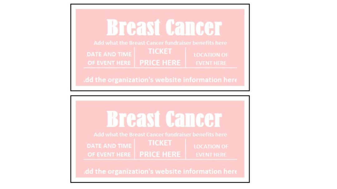 Fundraiser Ticket, Breast Cancer Fundraiser Ticket, Cancer Fundraiser ...