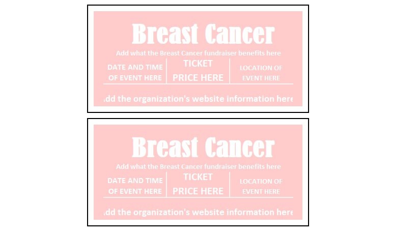 Fundraiser Ticket, Breast Cancer Fundraiser Ticket, Cancer Fundraiser ...