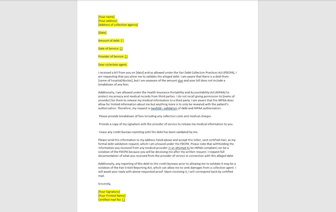 Medical Bill Validation Letter Template, Medical Bill Validation Letter ...