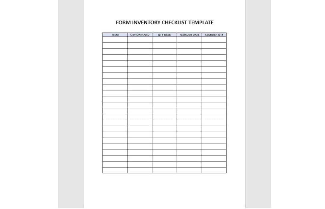 Editable Inventory Checklist, Inventory Sheet Template, Inventory ...