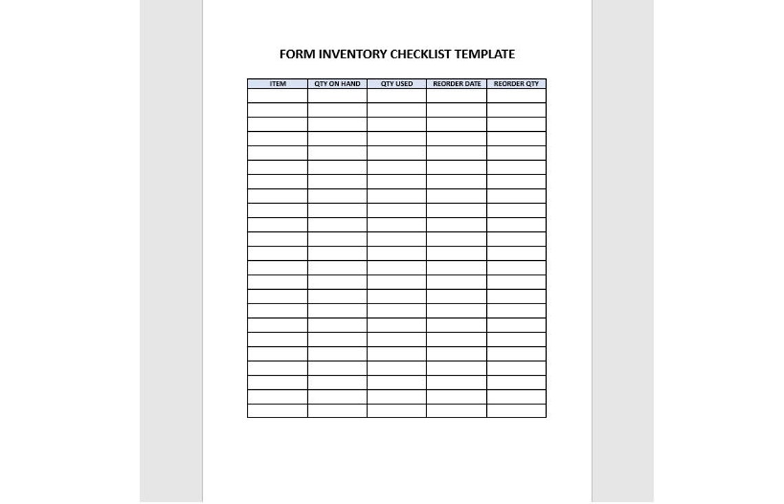 Editable Inventory Checklist, Inventory Sheet Template, Inventory ...