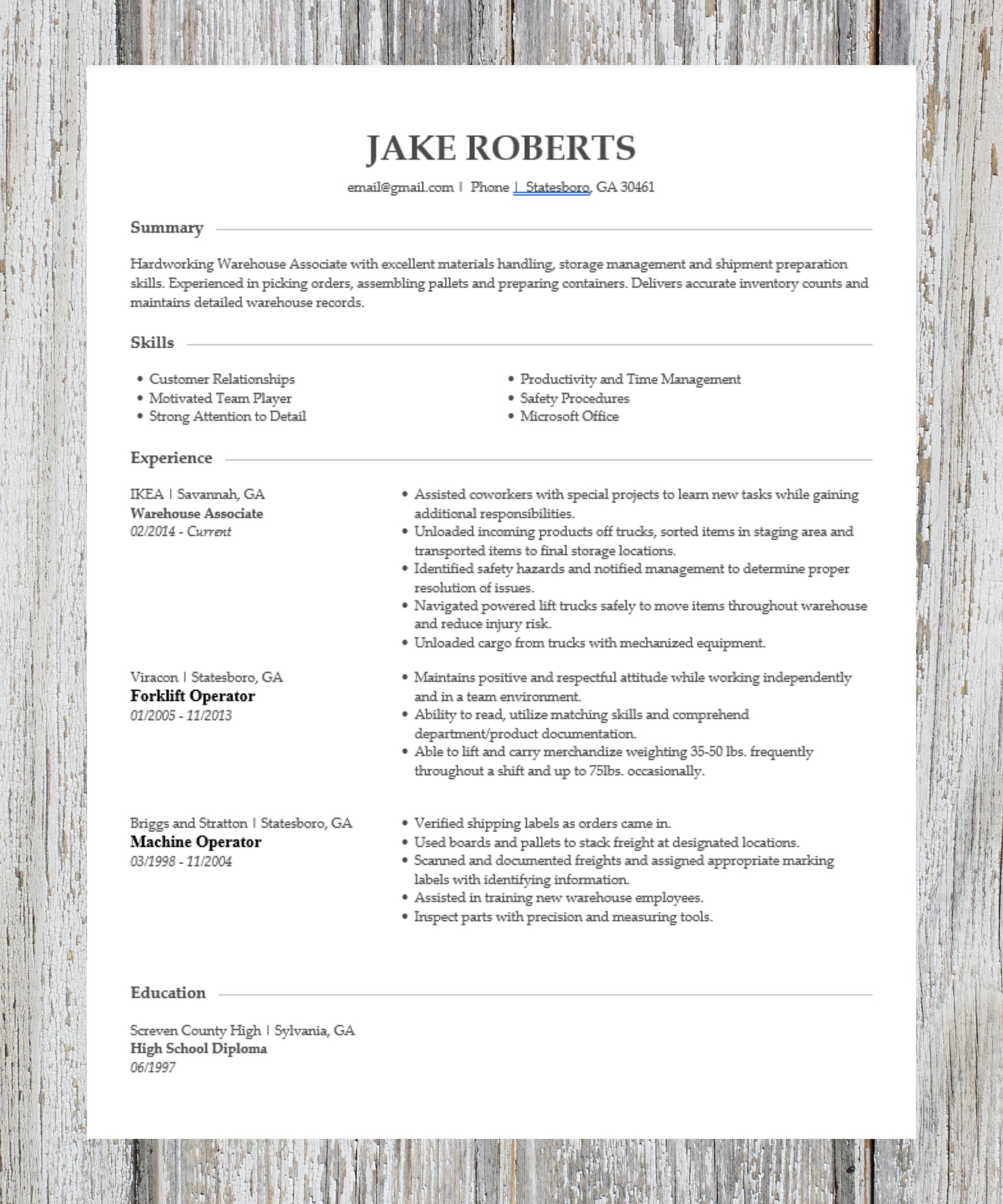 Basic Resume Template Word, Basic Resume Template for Word, Editable ...