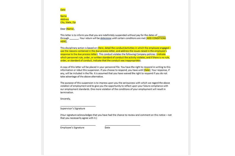Indefinite Suspension Letter Template, Indefinite Suspension Letter ...