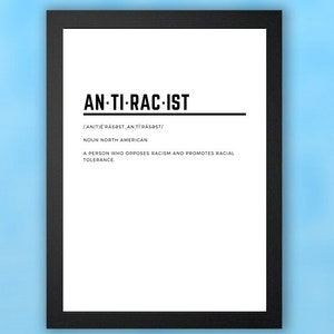 Anti Racist Definition Print, Diversity Print, Equality Print ...