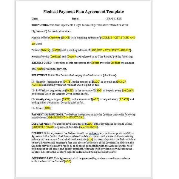 Service Payment Plan Template - Etsy