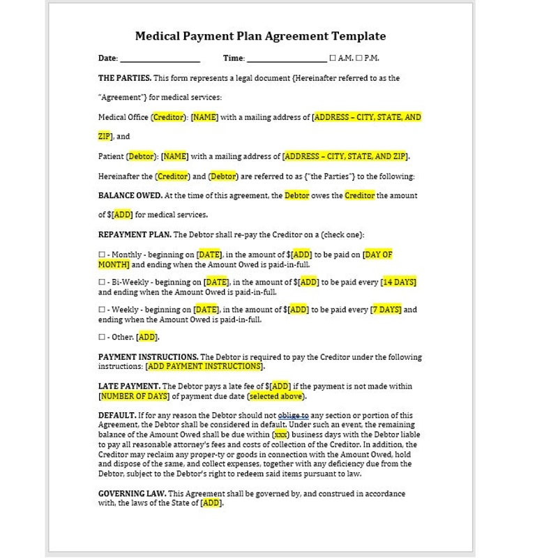 Payment Plan Agreement Template - Etsy