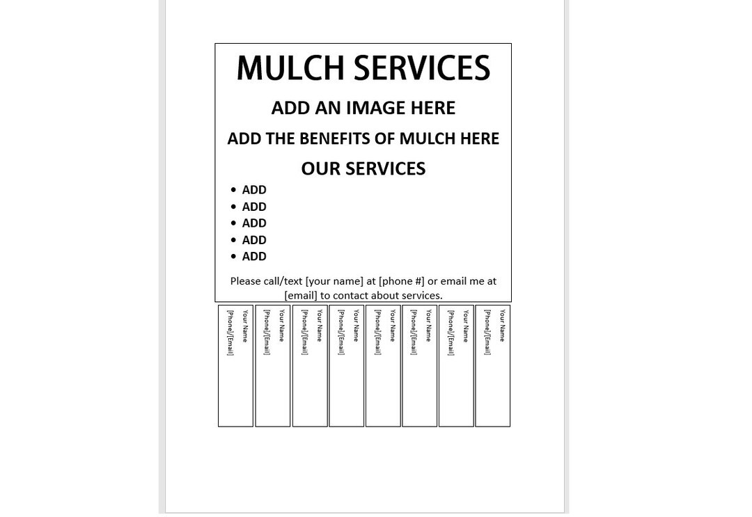 Editable Mulch Services Tear-off Flyer, Mulch Services Ad, Tear-off ...