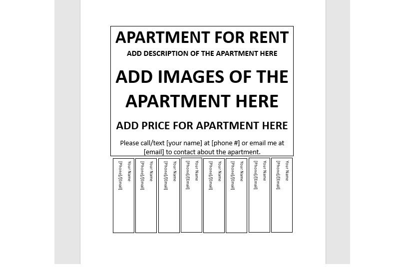 Editable Apartment for Rent Tear-off Flyer, Tear-off Flyer Template ...