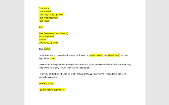 Teacher Letter Of Resignation 28+ Resignation Letter Templates And