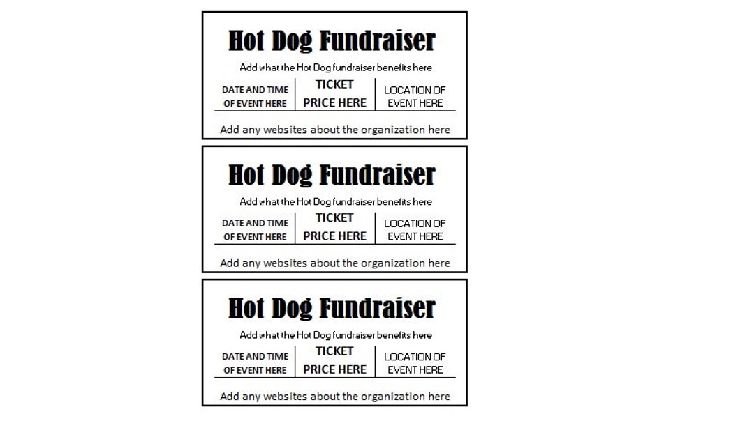 Fundraiser Ticket, Hot Dog Fundraiser Ticket, Hot Dog Fundraiser Ticket ...