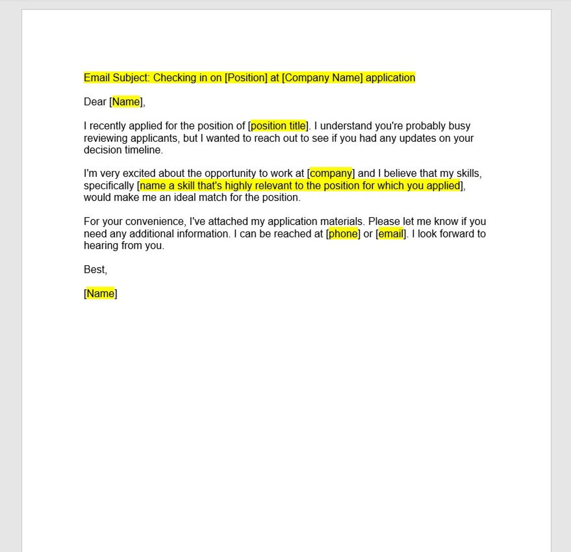 Job Follow-up Email Template, Follow-up Email Letter, Follow-up Email ...