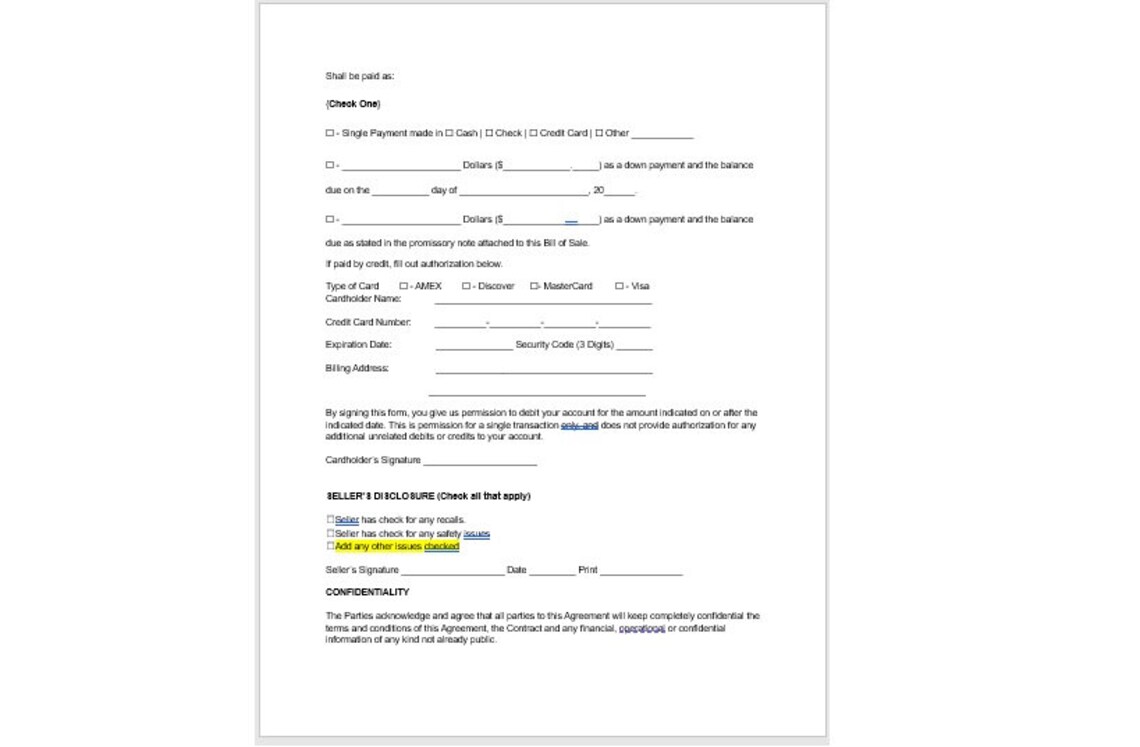 Editable Pool Table Bill of Sale Template, Editable Bill of Sale, Bill ...