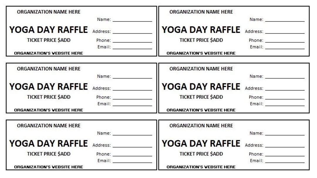 Editable Yoga Day Raffle Ticket, Yoga Day Raffle, Enter to Win ...