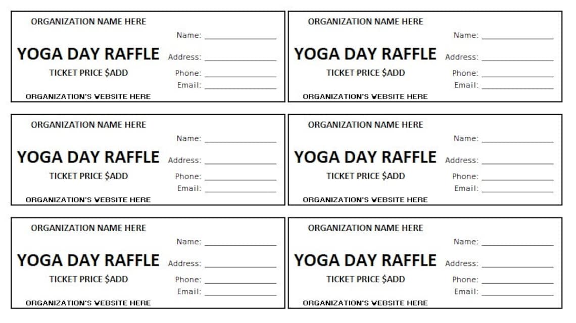 Editable Yoga Day Raffle Ticket, Yoga Day Raffle, Enter to Win ...