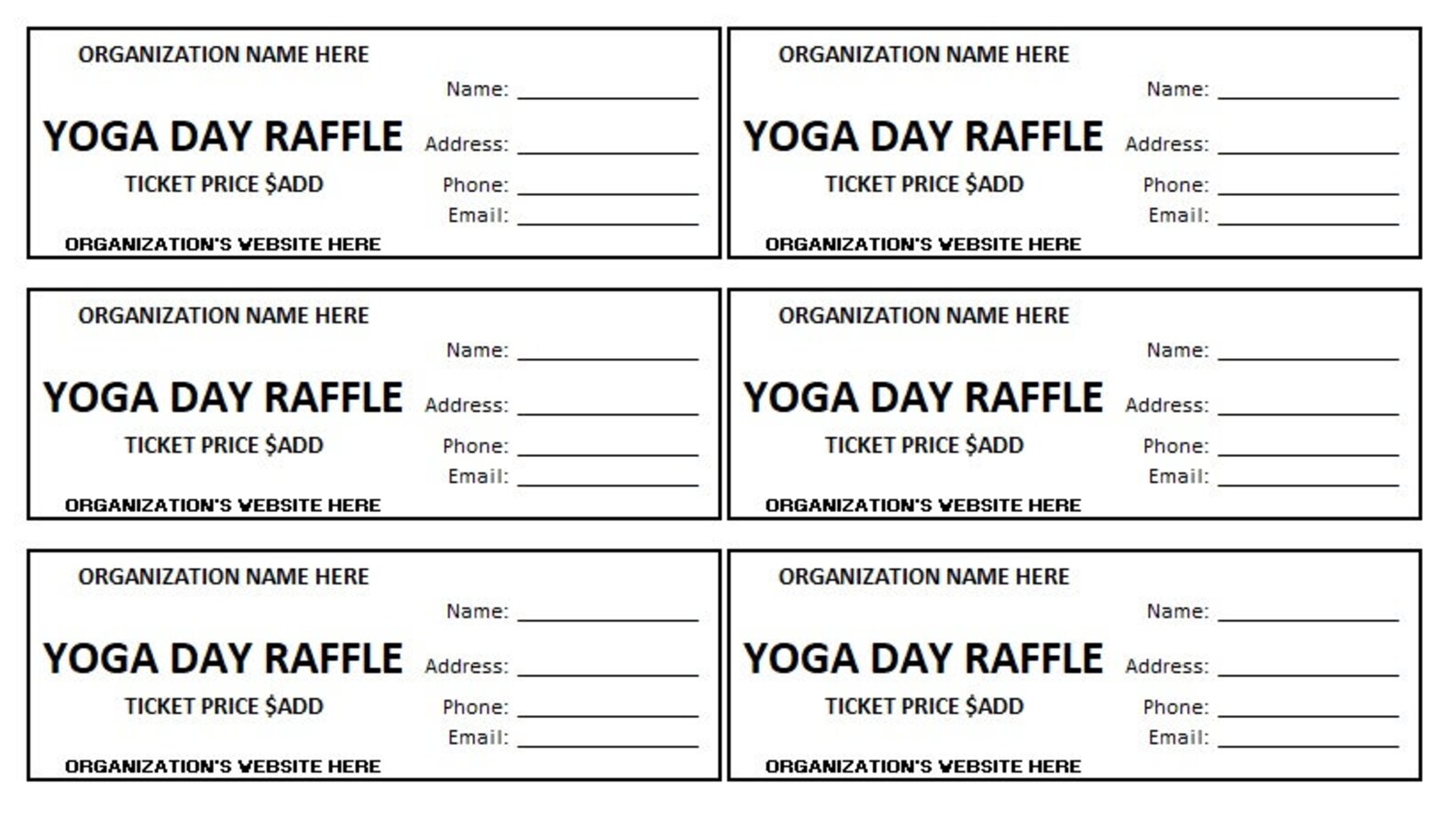 Editable Yoga Day Raffle Ticket, Yoga Day Raffle, Enter to Win ...