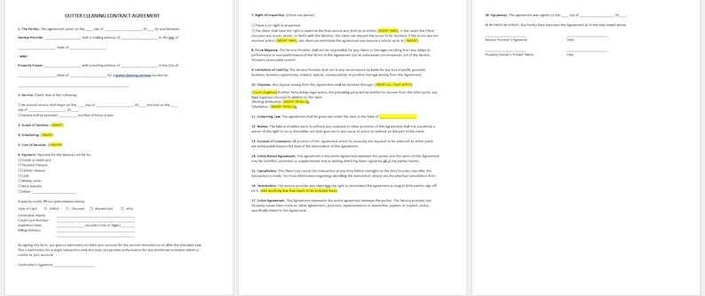Editable Gutter Cleaning Contract, Gutter Cleaning Contract Template ...