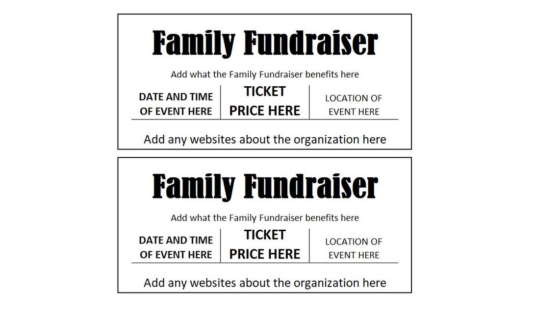 Family Fundraiser Ticket, Family Fundraiser Ticket, Family Fundraiser ...