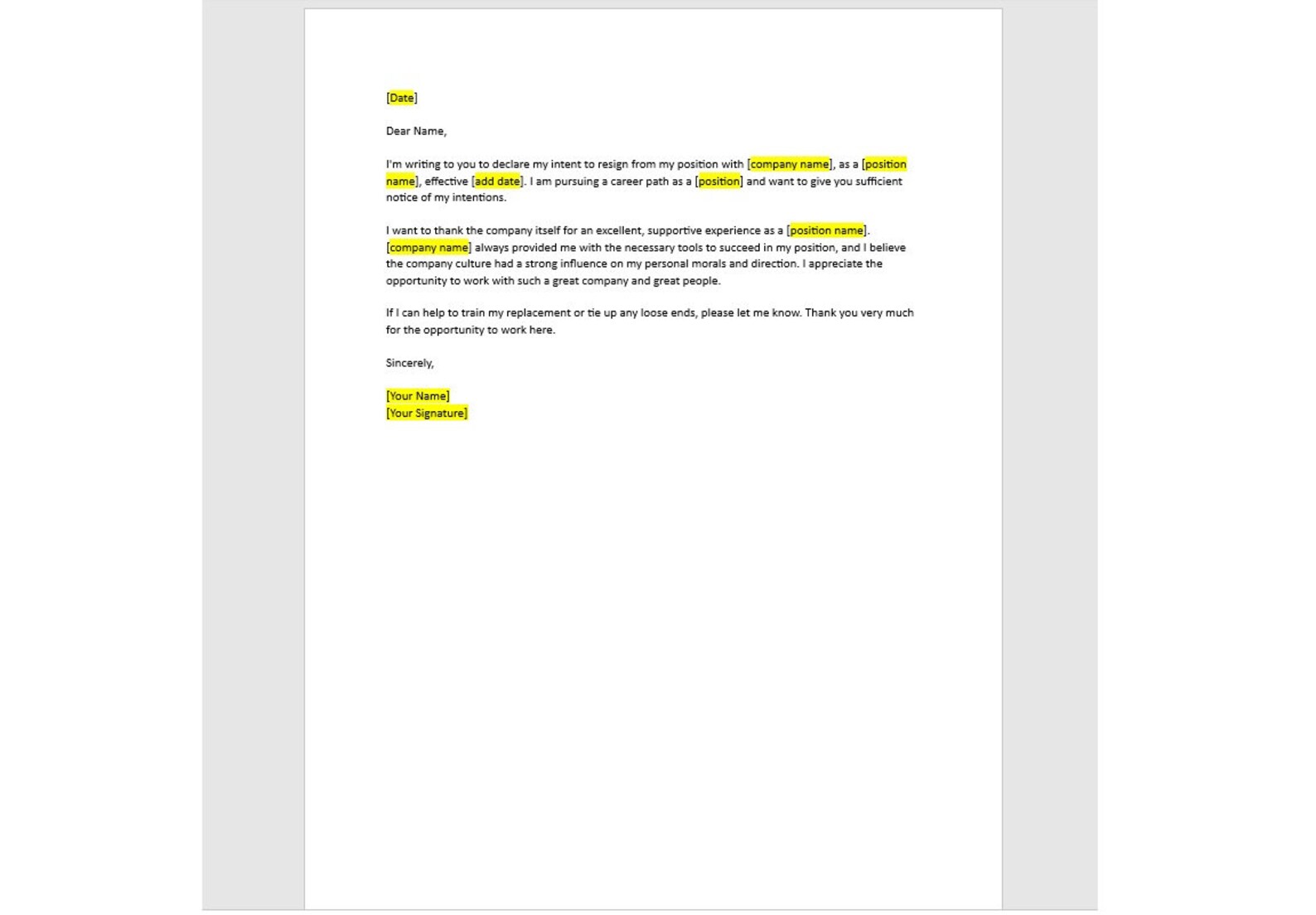 Voluntary Resignation Letter Template, Resignation Letter, Resignation ...