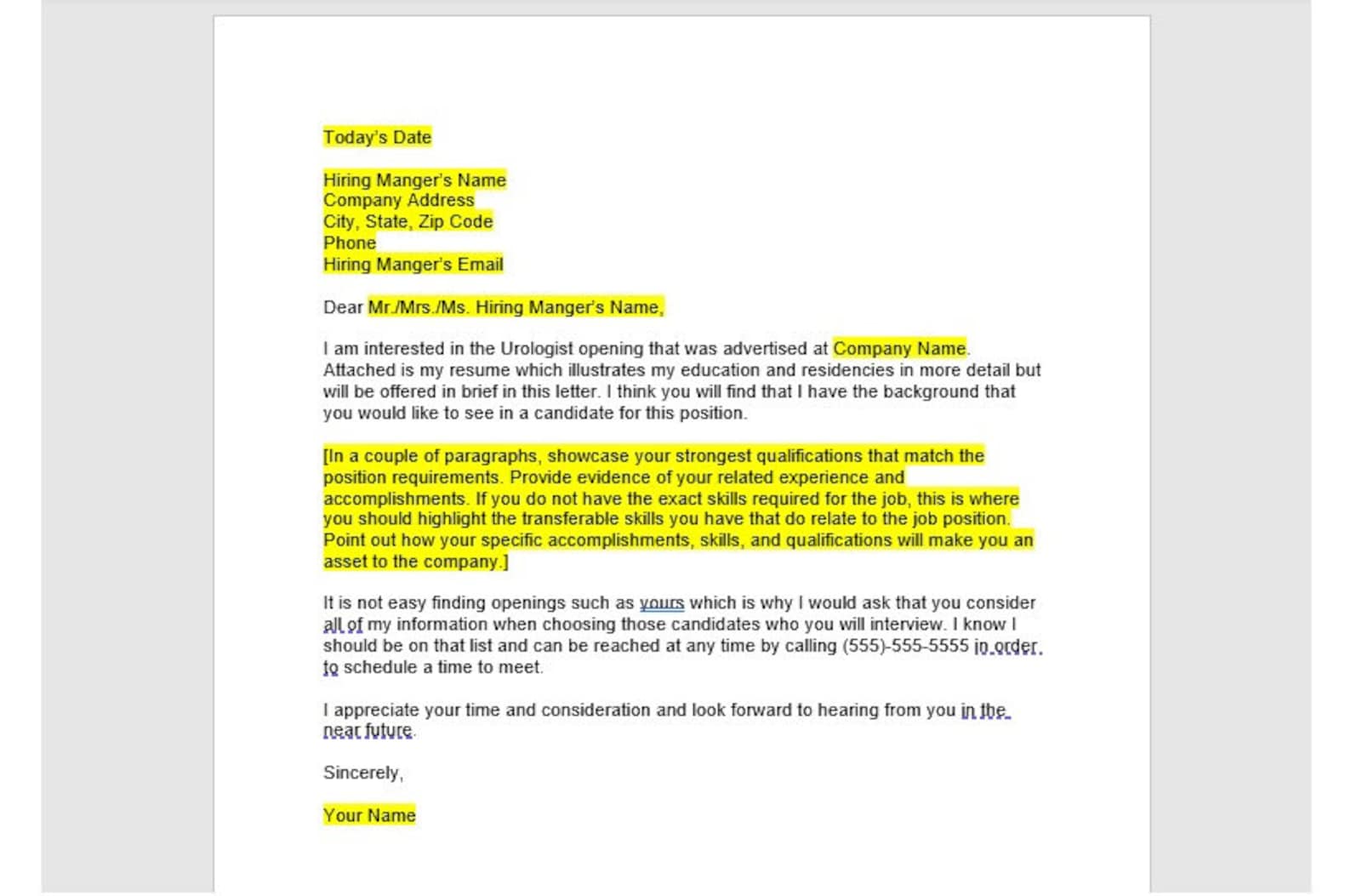 Urologist Cover Letter, Cover Letter Template, Editable Cover Letter ...